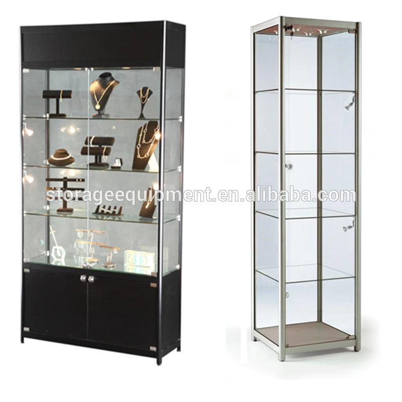 Buy 2019 Modern Silver Glass Display Cabinet With Double Glass Door ...