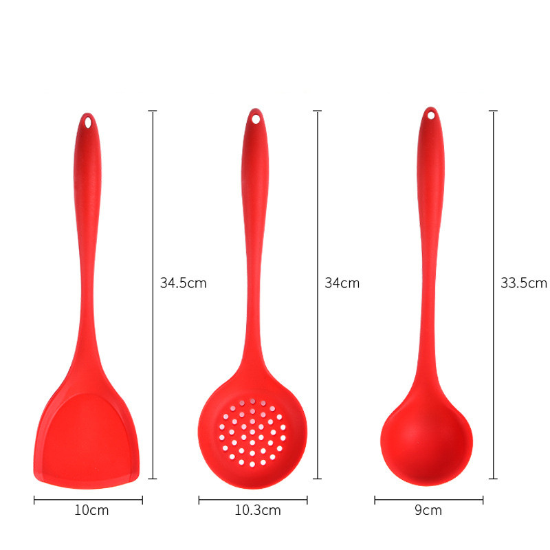 Buy 3 Pc Spatula Set Round Tail Handle Heat-resistant Non-stick ...