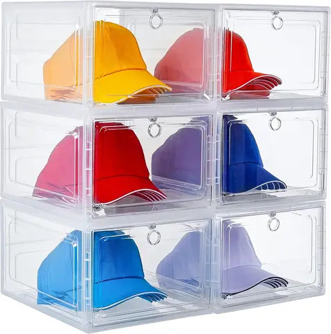 Buy Baseball Cap Storage Box Large Cap Storage Case Bins Container ...
