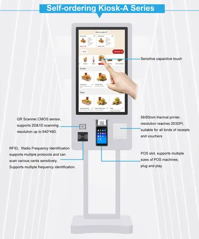 Buy Fast Food Self-ordering Kiosk Self-service Food Order Terminal With ...