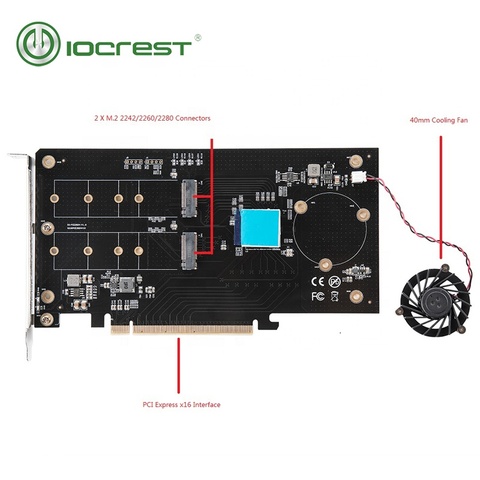 Buy Iocrest Asmedia Chipset Asm2824 Dual M.2 Nvme Pcie 3.0 X16 Adapter ...