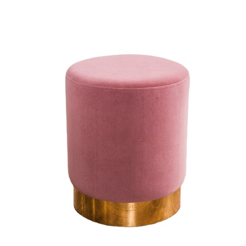 Buy Modern Dining Stainless Steel Base Velvet Fabric Foot Stool Round ...