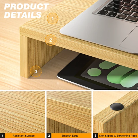 Buy Oak Color Mdf Dual Monitor Stand Riser, Computer Monitor Stands For ...