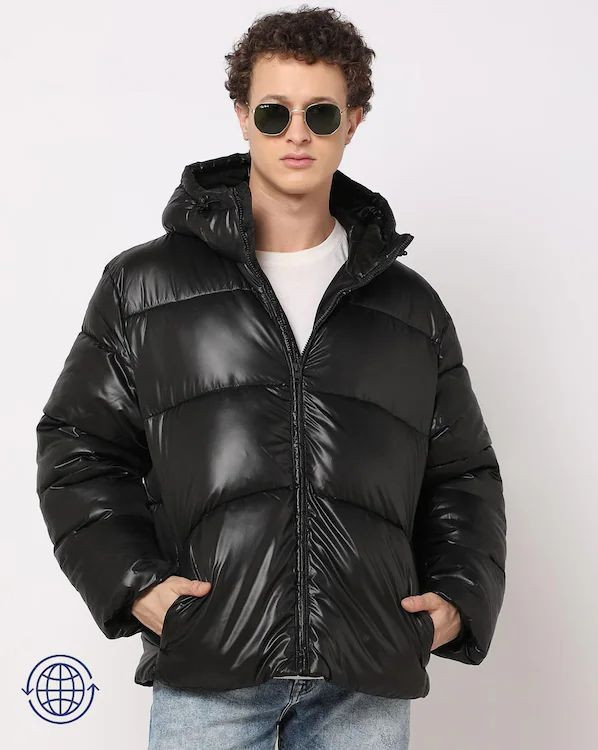 Buy Men Zip-front Regular Fit Hooded Puffer Jacket from TREX ...