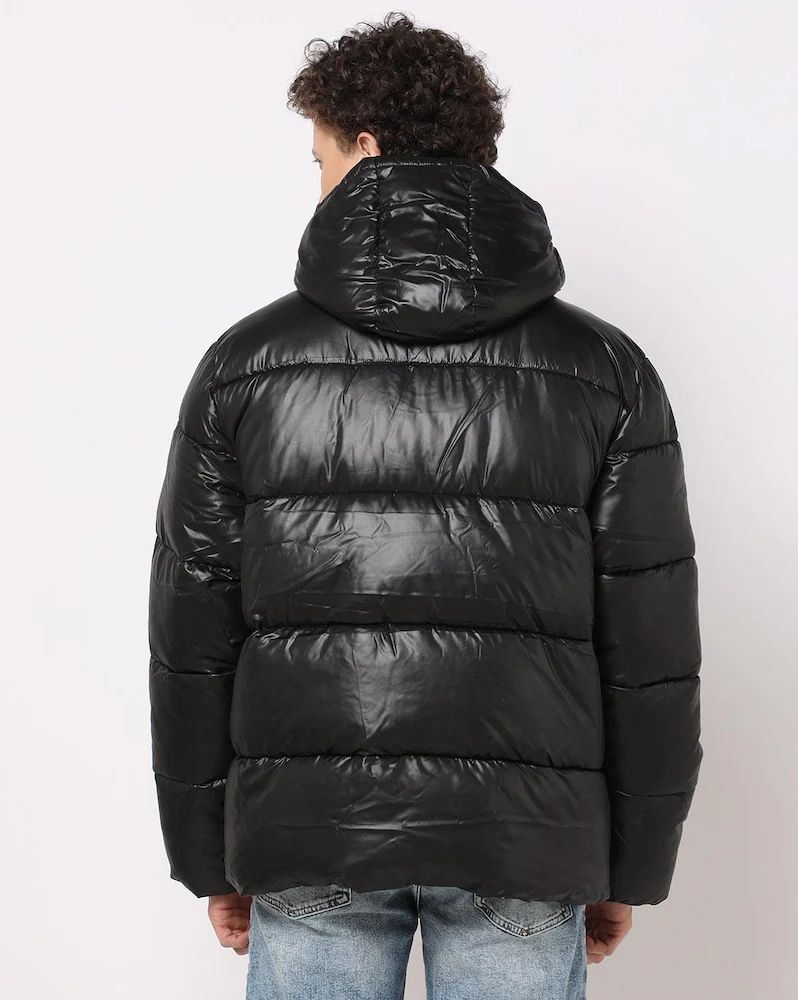 Buy Men Zip-front Regular Fit Hooded Puffer Jacket from TREX ...