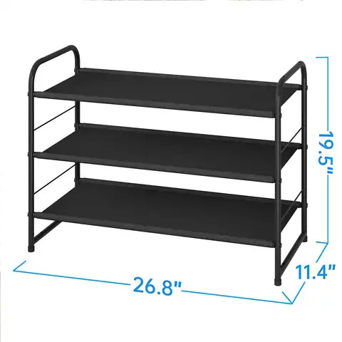 Buy 3-layer Stackable Shoe Rack With Expandable And Adjustable Fabric ...