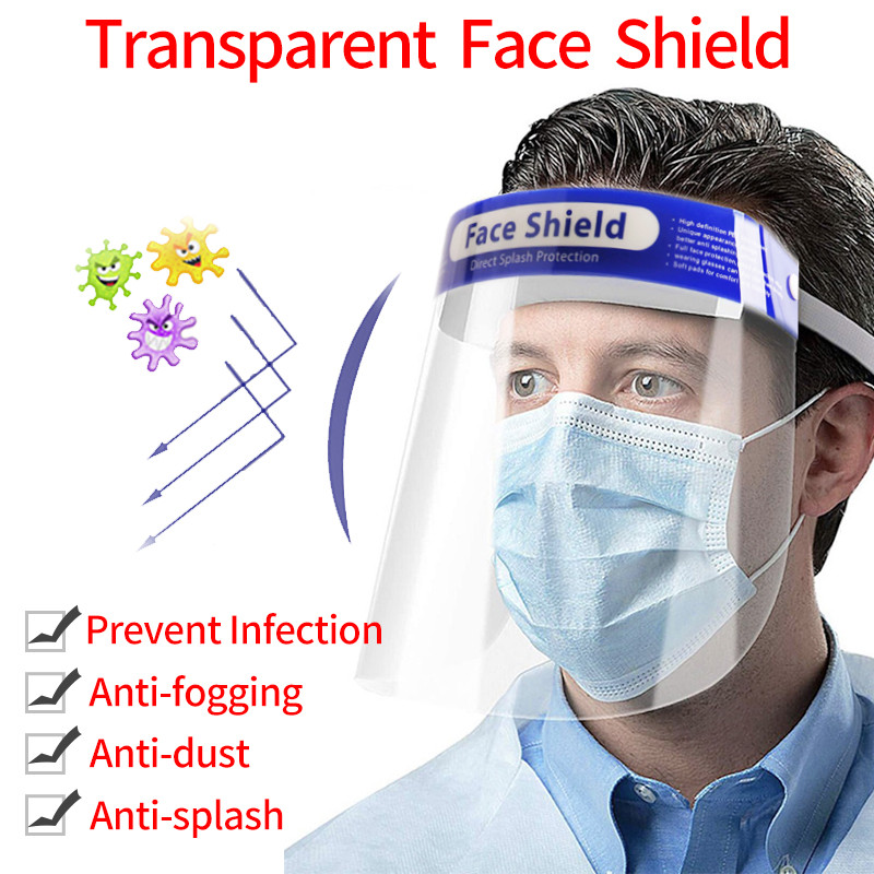 Buy Blue Color Safety Face Shield Mask Pet Material Transparent Full ...