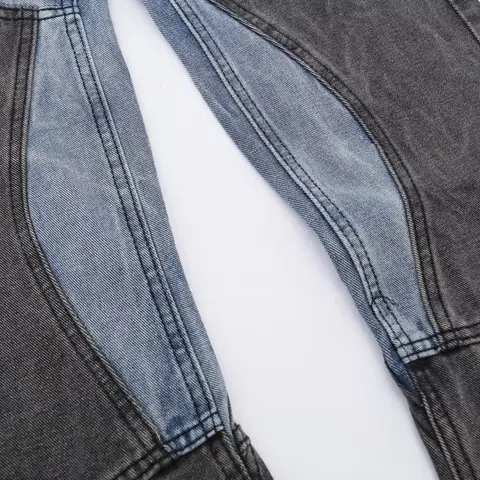 Buy Custom High Quality Slim Fit Bell Bottom Denim Patchwork Distressed ...