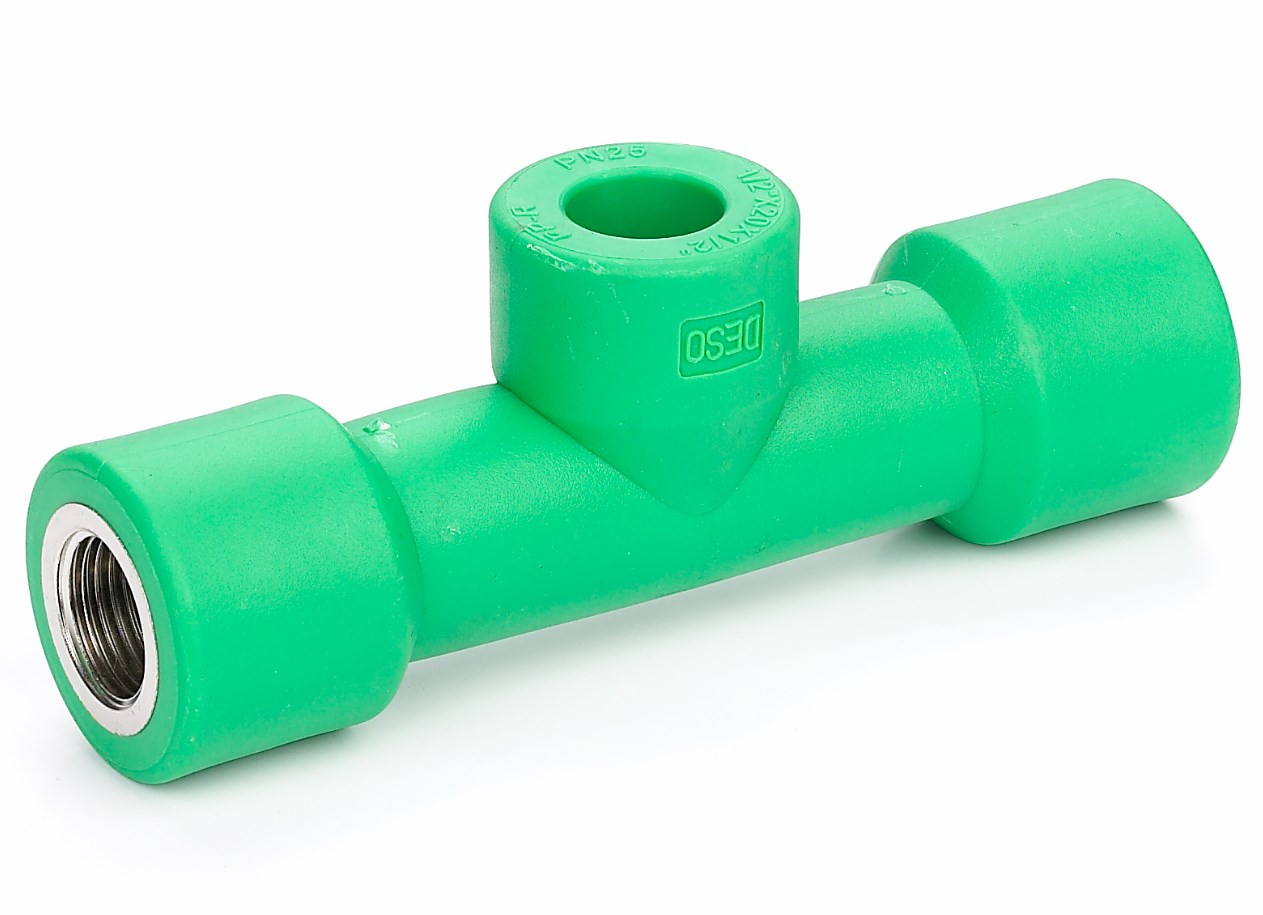 Buy Deso Ppr Pipe Fittings Double Female Threaded Tee Pipe Fitting from Zhejiang Deso New ...
