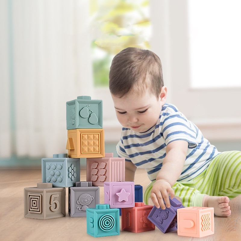 Buy Educational Childrens Soft Rubber Building Blocks Toys 12pcs Baby ...