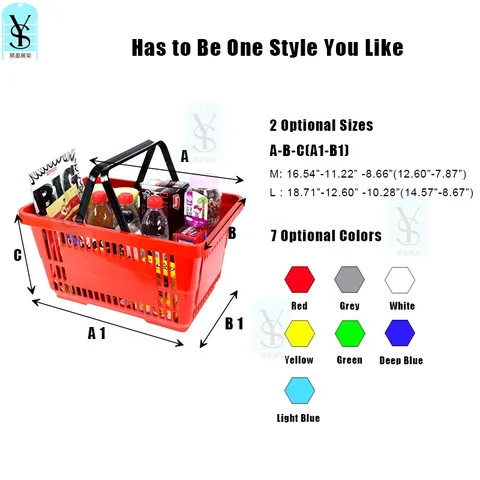 Buy Heavy Duty 25ltr Black Wide Plastic Handheld 7 Colors Shopping ...