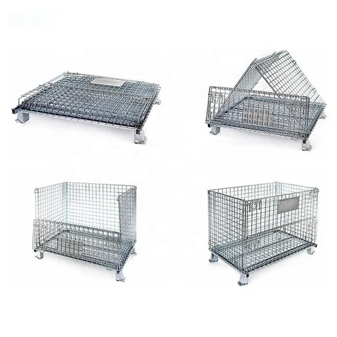 Buy Heavy-duty Folding Mesh Wire Cage Steel Wire Mesh Pallet Container ...