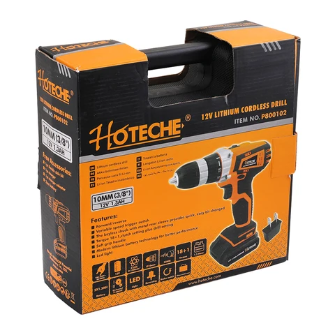 Buy Hoteche 12v Lithium Cordless Drill Impact Drill Cordless Impact ...