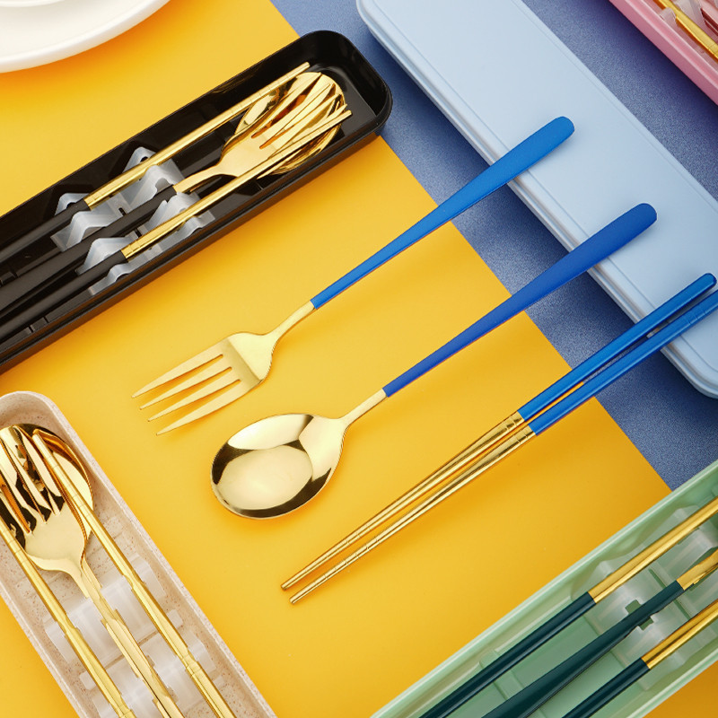 Buy Korean Flatware Set Stainless Steel Gold Tableware Cutlery Sets ...