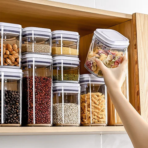 Buy Large Cereal Storage Containers For Kitchen 7pcs Plastic Clear Food ...