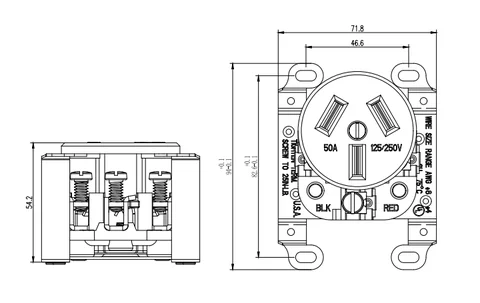 Buy Lms 122b Electrical Plug And Outlets 50a 125/250v Nema 10-50r Non ...