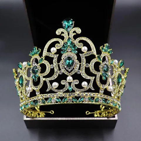 Buy Luxury Big Adult Tall Beauty Pageant Tiara Gold Champagne Blue ...