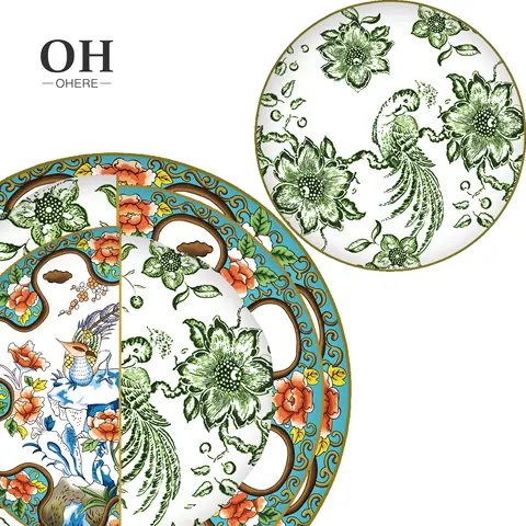 Buy Ohere Modern Light Luxury Bone China Plates White Marble Gold Rim ...
