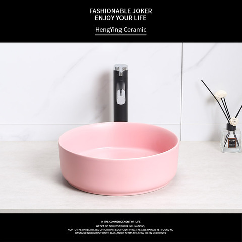 Buy Pink Round Ceramic Custom Design Wash Basin Wc Bathroom Counter Top ...