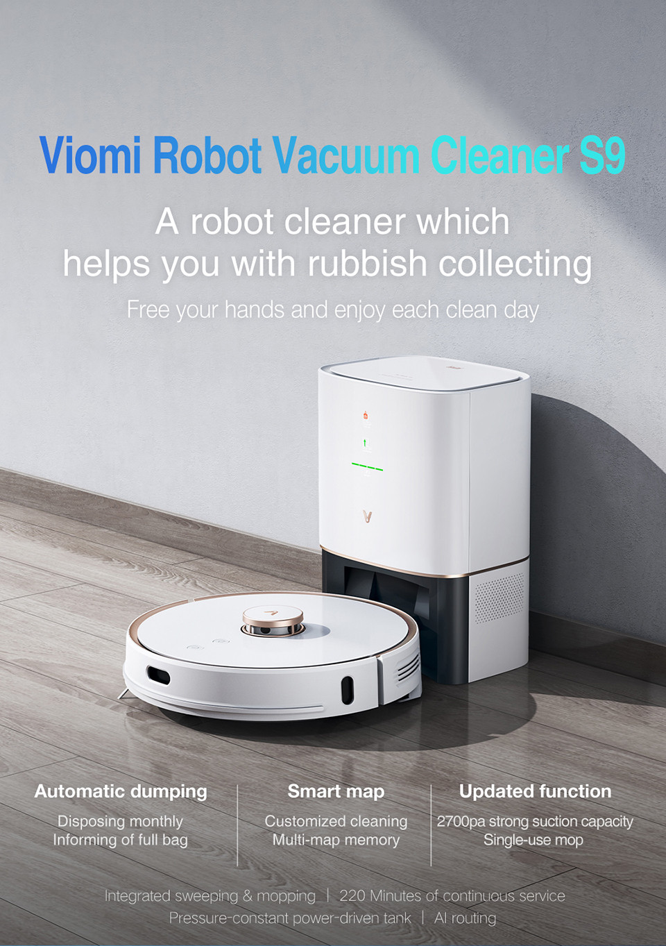 Buy Viomi S9 Smart Laser Wifi Mi Manufacturing Floor Mooping Cleaning ...