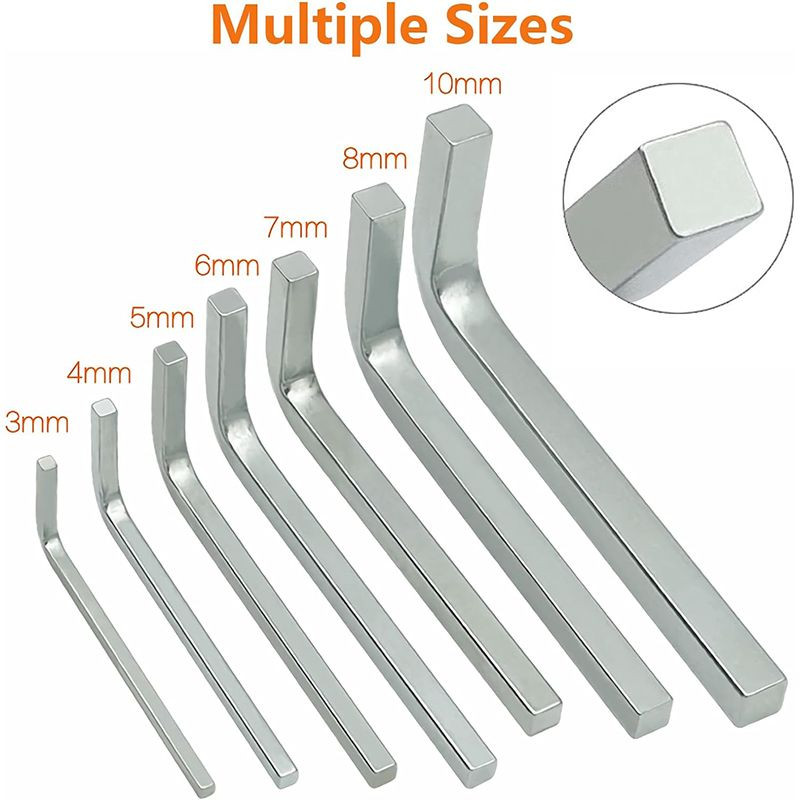 Buy 7pcs Square Head Wrench Set L Shaped Square Key Kit Chromium ...