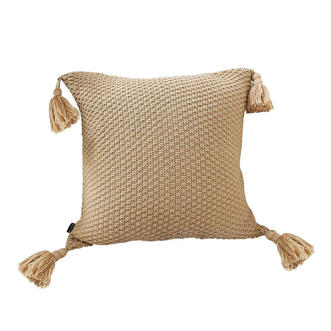 Buy Soga 50cm Light Brown Pillow With Tassel Accents, Rizzy ...