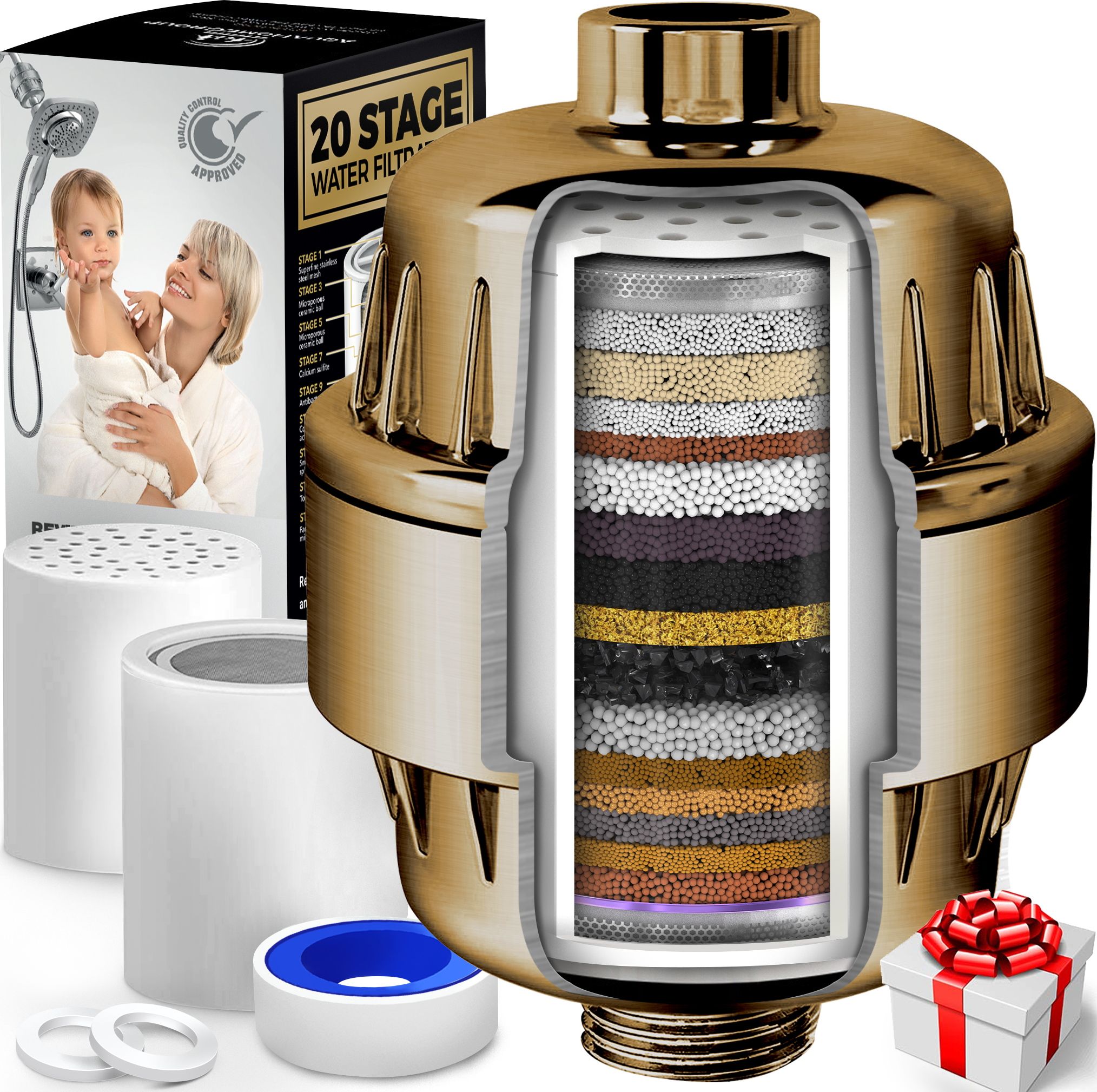 Buy Aquahomegroup 20 Stage Shower Filter With Vitamin C For Hard Water ...