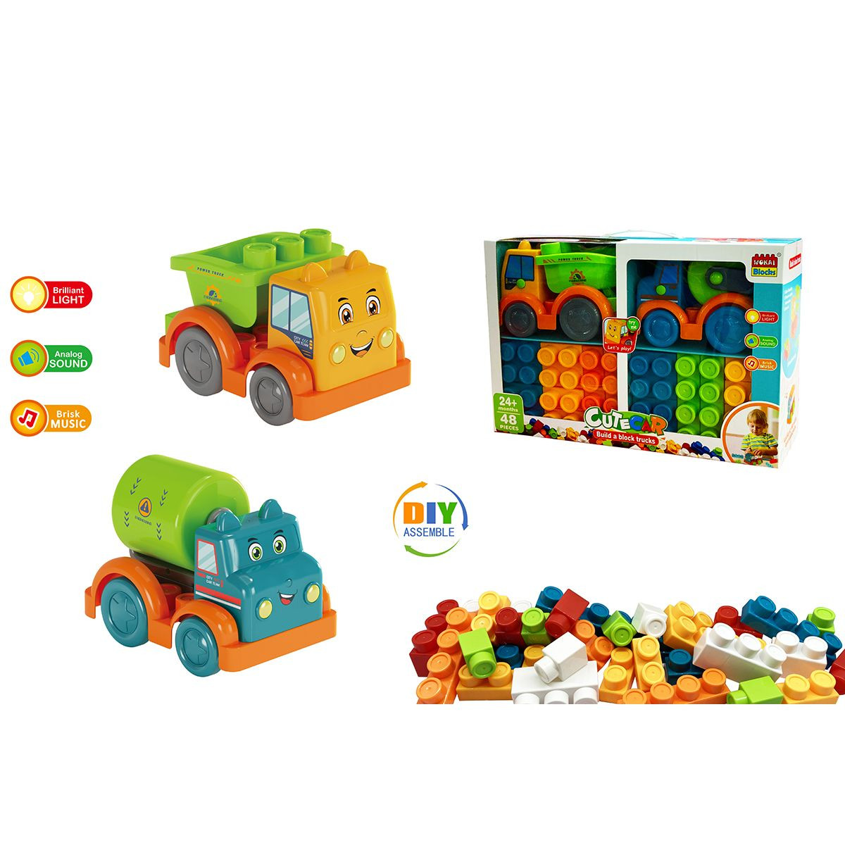 Buy Wokaiblocks Educational Baby Toys Light Music Truck Building Blocks ...