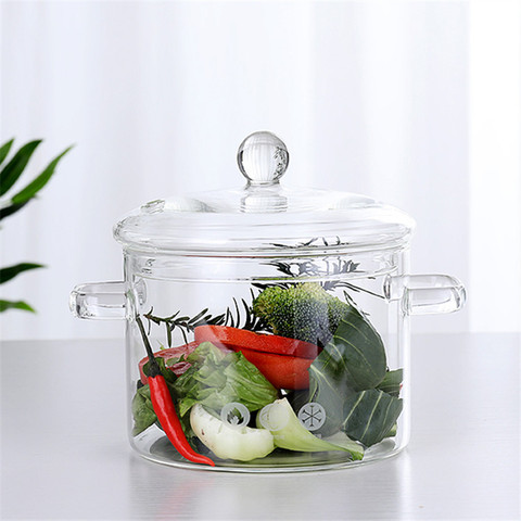 Buy 1900ml Transparent Clear Pyrex Glass Cooking Pot Heat Resistant ...