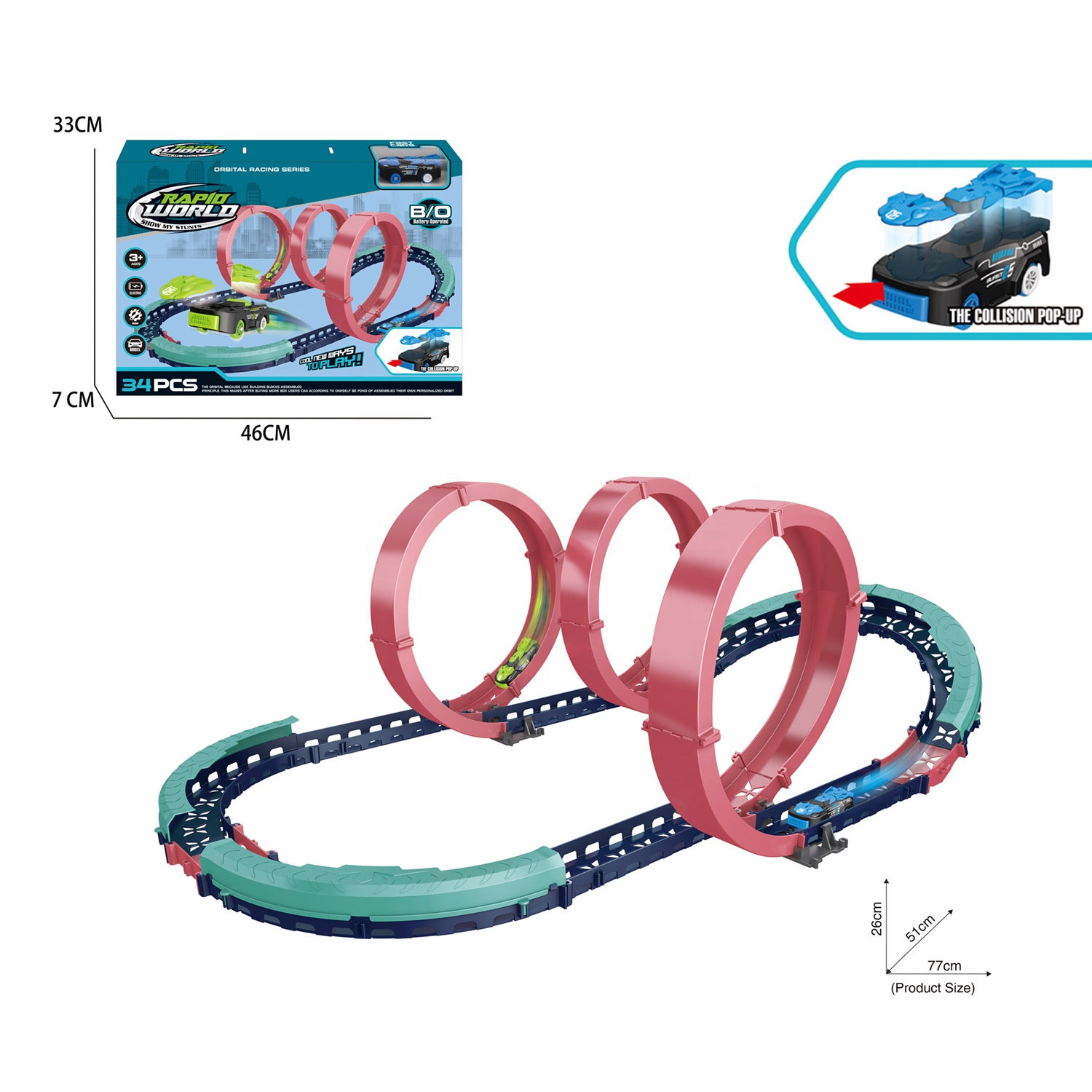 Buy 34pcs B/o Crash Racing Track Car Toys Slot Cars Toys Sets from ...