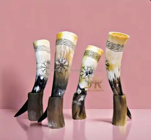 Buy Authentic Viking Drinking Horn Mug With Stand - Premium Handcrafted ...