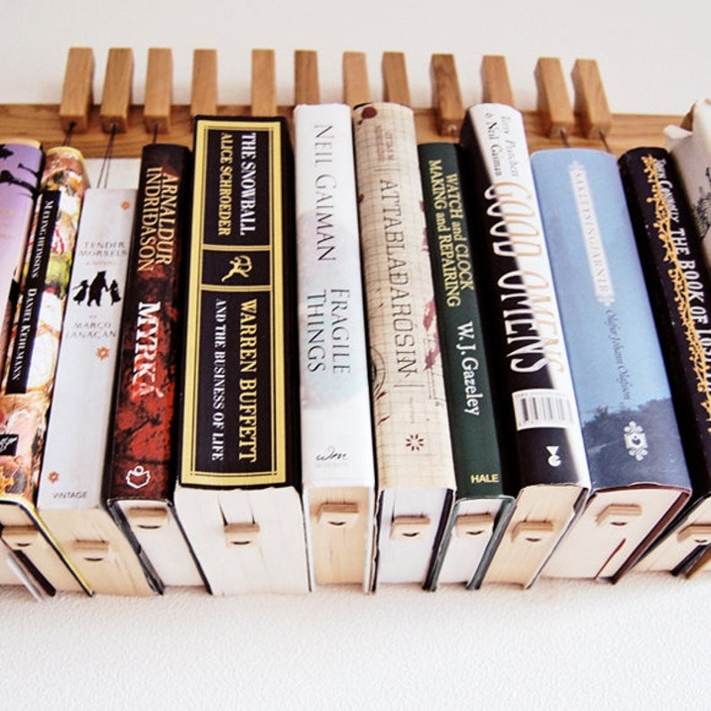Buy Custom Made Wooden Book Rack / Bookshelf In Oak. The Pins Are Also ...