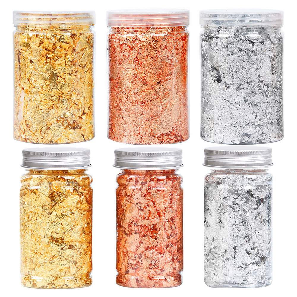 Buy Diy Metallic Craft Gold Foil Flakes Silver Rose Copper Foil Flakes ...