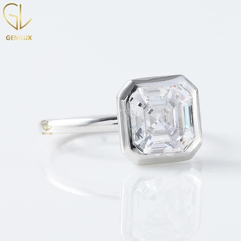 Buy High On Demand 2ct Asscher Cut Lab Grown Diamond Bezel Set Wedding ...