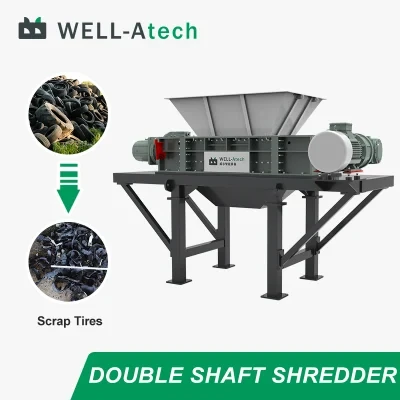 Buy Industrial Double Shaft Shredder For Scrap Tire Wood Pallet Light ...