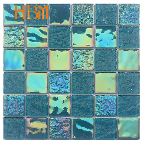 Buy Iridiscent Custom Wear-resisting Natural Glass Cube Mosaic Pool ...