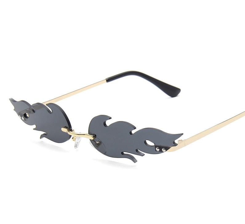 Buy New 2021 Fashion Fire Flame Sunglasses Women Rimless Wave Sun ...