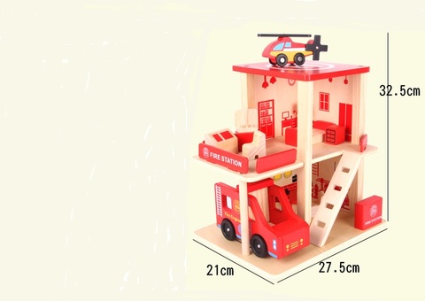 Buy Oem Role Play Fire Station Game Set For Kids Preschool Wooden ...