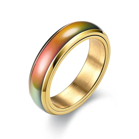 Buy Rebecca 6mm Wide Stainless Steel Mood Discoloration Ring Relieve ...