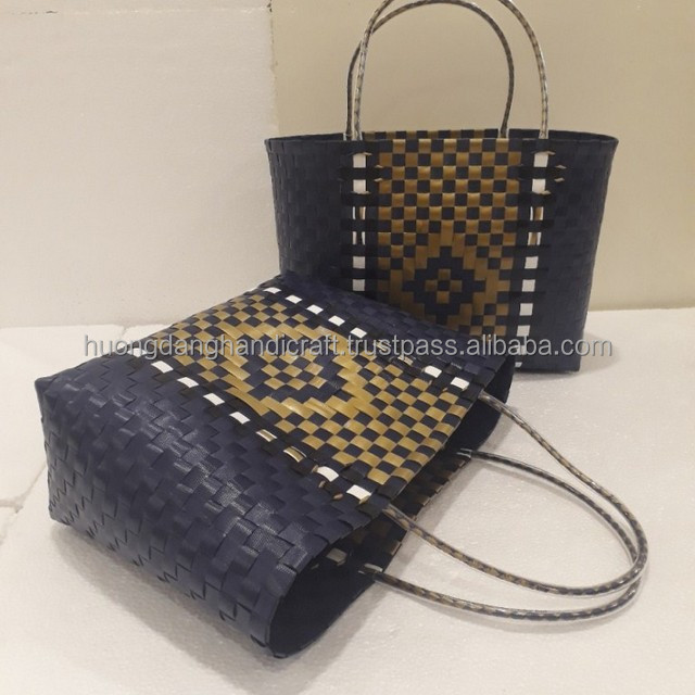 Buy Vintage Design Dark Blue Plastic Bag With Yellow Knit Detail from ...