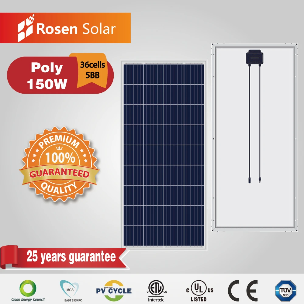 Buy 150w Rosen Pv Photovoltaic Poly Solar Panels Commercial from Hefei ...