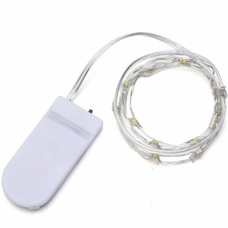 Buy 1m 10 Leds Button Battery Operated Copper Silver Wire Holiday ...