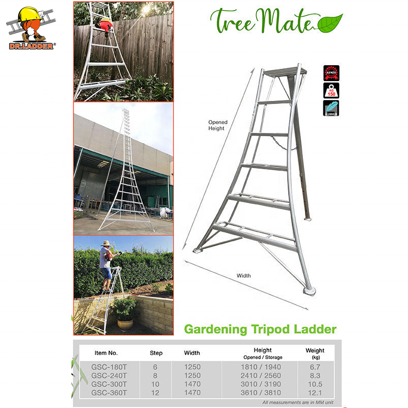 Buy Dr.ladder Garden Tree Tripod Aluminium Step Agricultural Ladders ...