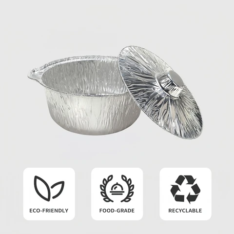 Buy Heavy Duty Aluminum Foil Pot Round Aluminum Foil Container ...