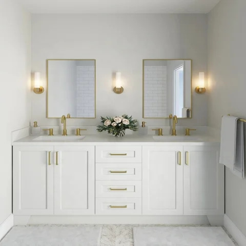 Buy High Gloss Lacquer Vanity Marble Top With Double Integrated Basin ...