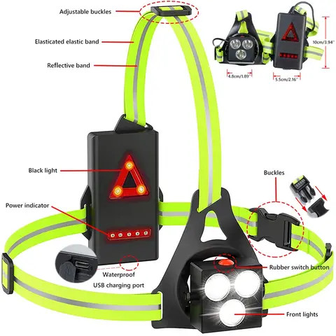 Buy Led Runner Chest Lights With Reflective Straps Usb Rechargeable ...