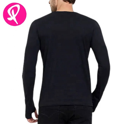 Buy Men In Black Polyester Thumbhole T-shirt from PRISTINE FASHIONS, India | Tradewheel.com