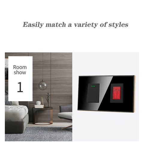 Buy Rectangle Design Tempering Glass Panel Wall Switch And Socket 110v ...