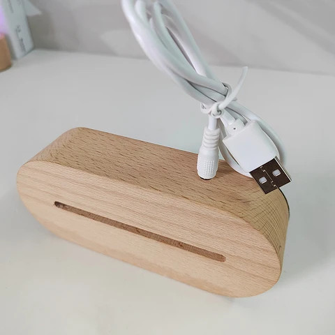 Buy Solid Wood Led Light Base Wireless Charging Round Rectangular Wood ...