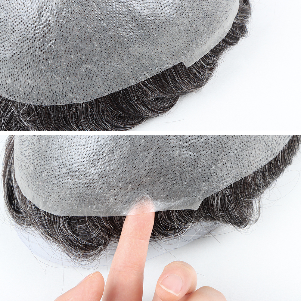 Buy Stock Toupee, Swiss Lace Mens Toupee 1b# Mix 20% Grey Hair Color ...